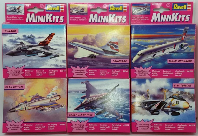 REVELL MINI KITS Lot 6 Action Figures Gripen Tomcat Concorde Crossair £ ...