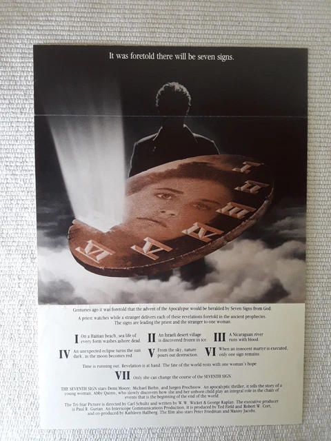 &THE SEVENTH SIGN& 1988 TOUCHSTONE PICTURES Movie theatre souvenir ...