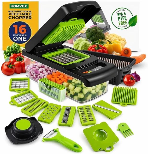 16 IN 1 Vegetable Chopper Salad Fruit Mandolin Slicer Food Dicer Cutter ...
