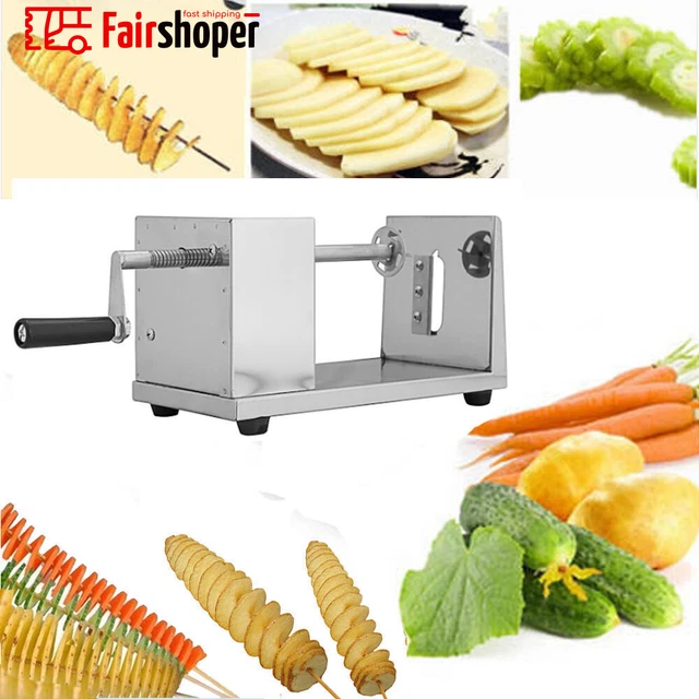 SPIRAL POTATO SLICER Chipper Potatoes Chips Cutter Machine Kitchen Tool ...