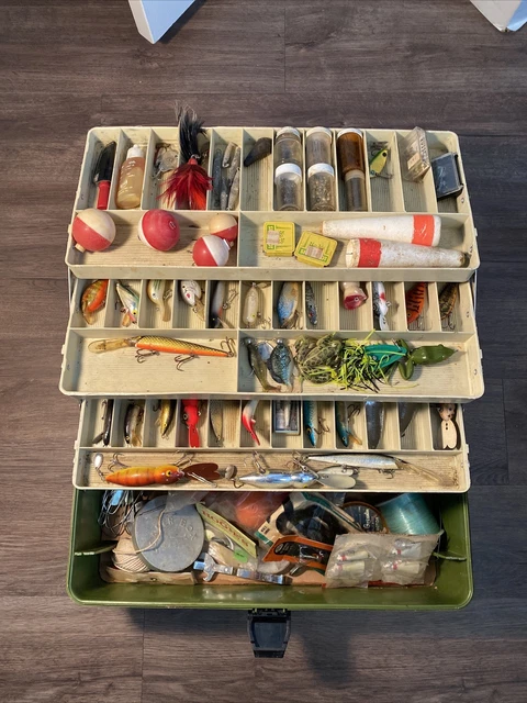VINTAGE OLD PAL Tackle Box Loaded with Antique Fishing Lures Rapala etc ...