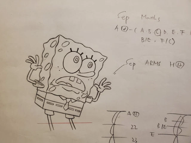 SPONGEBOB SQUAREPANTS ORIGINAL Production Cel Cell Drawing Animation ...