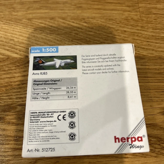 HERPA MINIATUREMODELLE 512725 1:500 Lufthansa Avro RJ85 Box only £2.24 ...