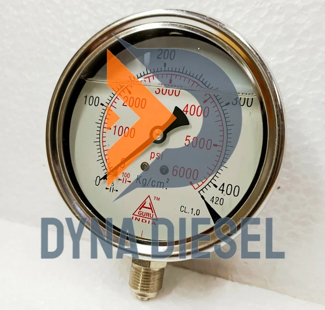 DIESEL INJECTOR NOZZLE Tester Pressure Gauge Dual Scale 420 KG 6000 PSI ...
