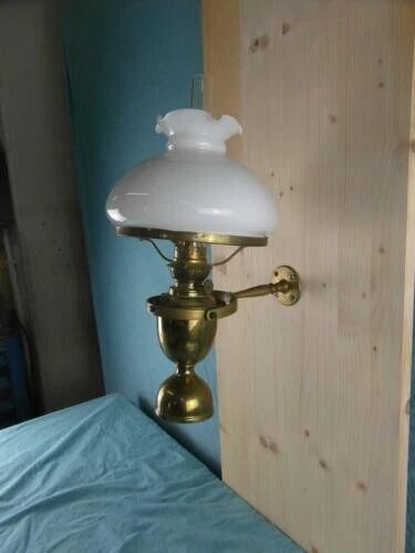 WANDLAMPE ANTIK MESSING Schiffslampe Wandleuchte Maritim Öllampe ...