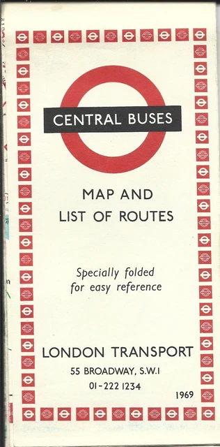 LONDON TRANSPORT CENTRAL Buses Map And List Of Routes - 1969 £2.80 ...