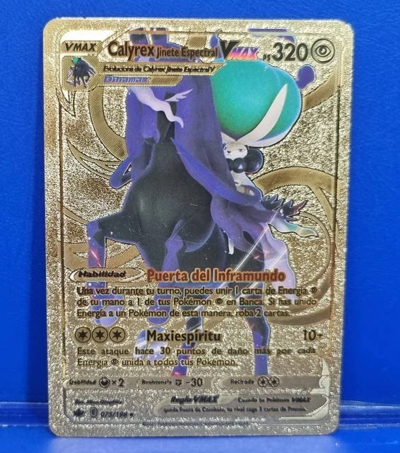 CARD CARTA TARJETA Pokemon Calyrex Jinete Espectral VMAX PS320 Oro Gold ...