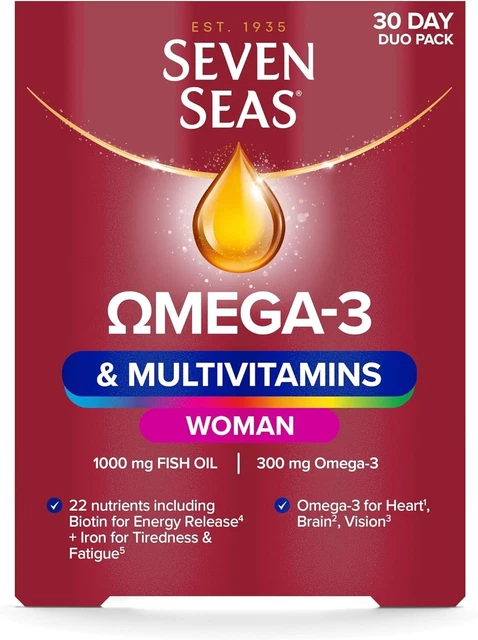SEVEN SEAS OMEGA-3 & Multivitamins Woman 30 Day Duo Capsules & Tablets ...
