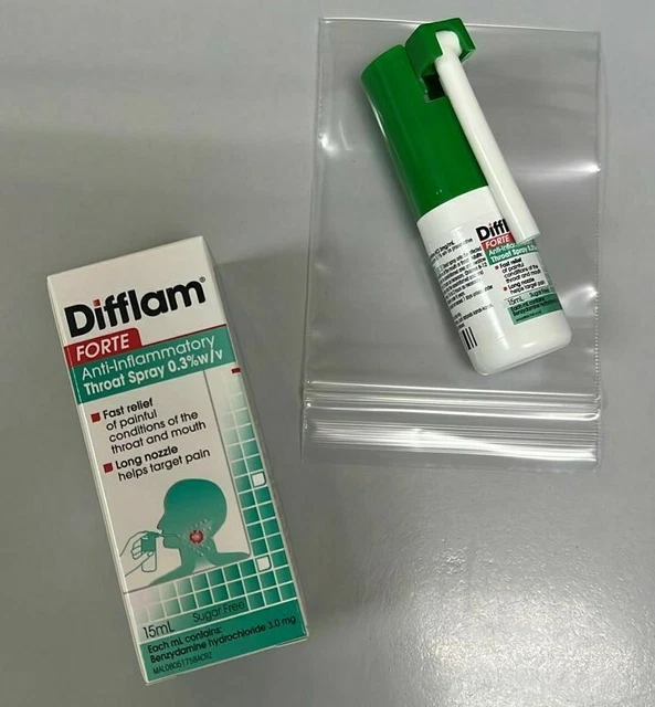 DIFFLAM FORTE ANTI-INFLAMMATORY Throat Spray 0.3%w/v 15ml Cough Fast ...