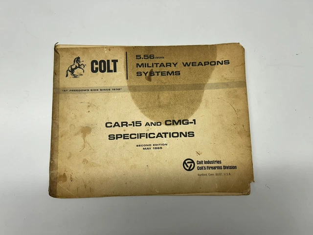 ORIGINAL VINTAGE COLT Car-15 & CMG Specifications Book, 1965 £7.97 ...