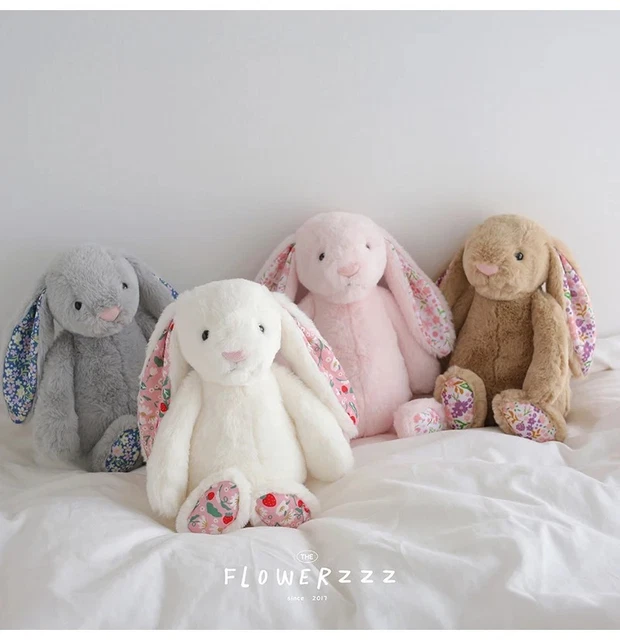 RABBIT PLUSH TOY Soft Floral Ear Bunny-30cm-Christmas-Kid-Girl-Best ...