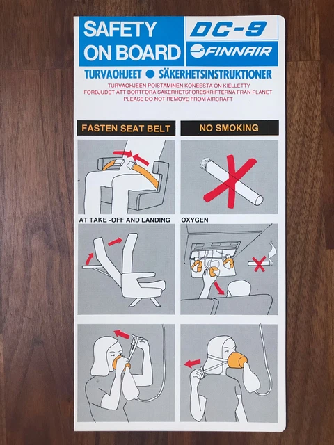 FINNAIR MCDONNELL DOUGLAS DC-9 safety card (folder) EUR 15,00 - PicClick FR