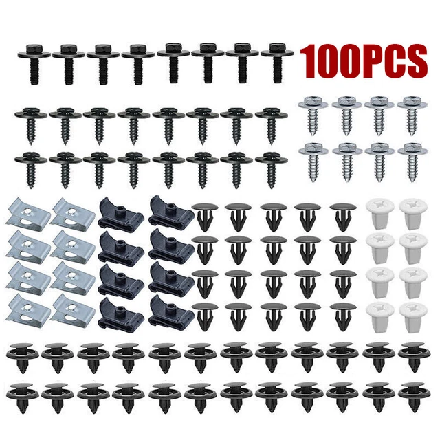 100X CAR DOOR Fender Bumper Fastener Screw Rivet Push Pin Clip For ...