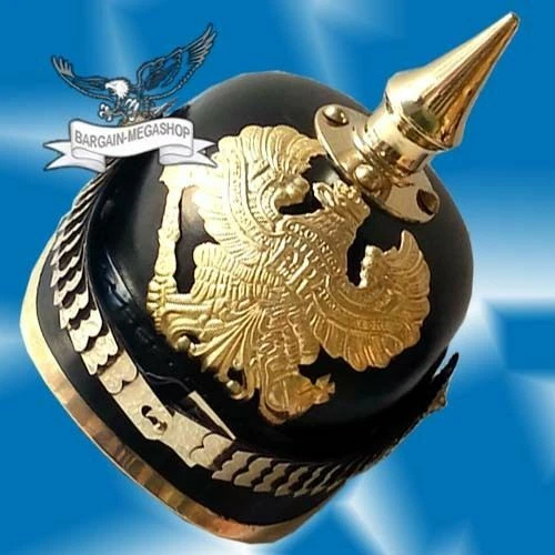 ALLEMAND PICKELHAUBE PRUSSIEN Cuir Casque Vintage Kaiser Hat WW1 WW2 ...