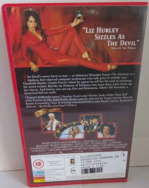 BEDAZZLED VHS EX Rental Big Box red box blue tape fox Brendan fraiser £ ...