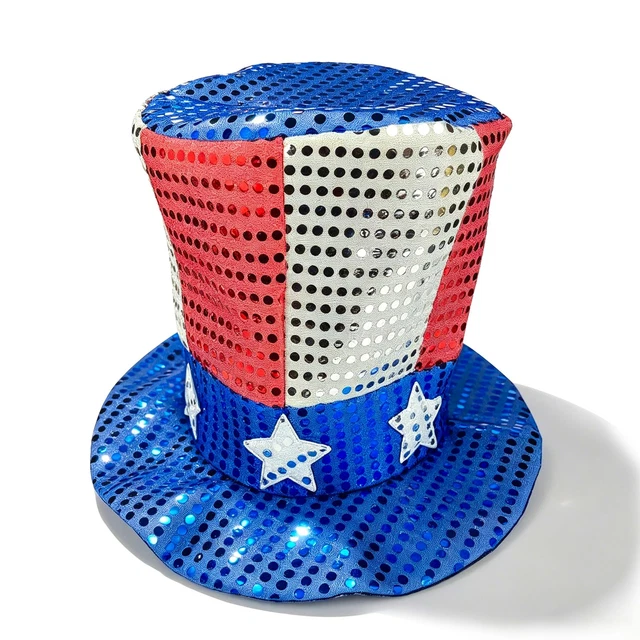 SEQUIN PATRIOTIC TOP Hat, Red White Blue 4th of July Party Hat ...