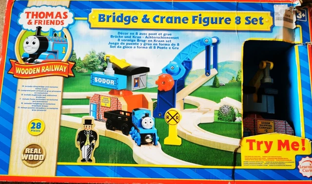 THOMAS & FRIENDS Bridge & Crane Figure 8 Set Wooden Railway & Extra ...