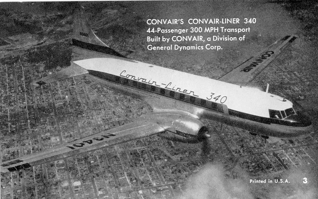 CONVAIR AIRLINES Aircraft Cv-340 Convair - Liner Arcade Card 3 £1.44 ...