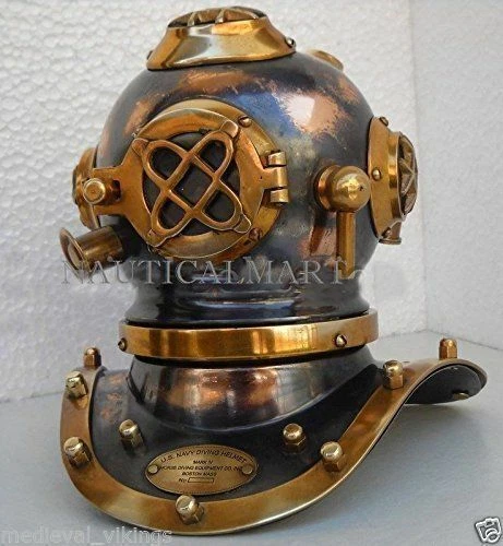 US NAVY MARK V Deep Sea 7" Antique Replica Mini Diving Helmet Divers ...