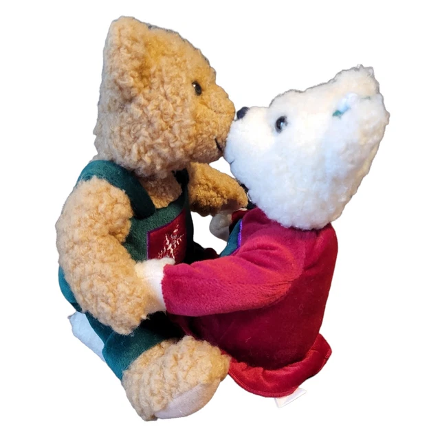 HALLMARK PLUSH KISSING Mistletoe Teddy Bears Magnetic Noses Christmas ...