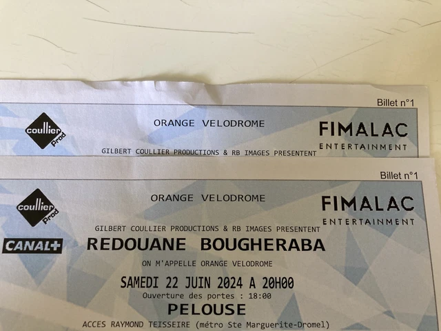 2 PLACES REDOUANE BOUGHERABA à l’ORANGE VELODROME Carré or Parterre ...