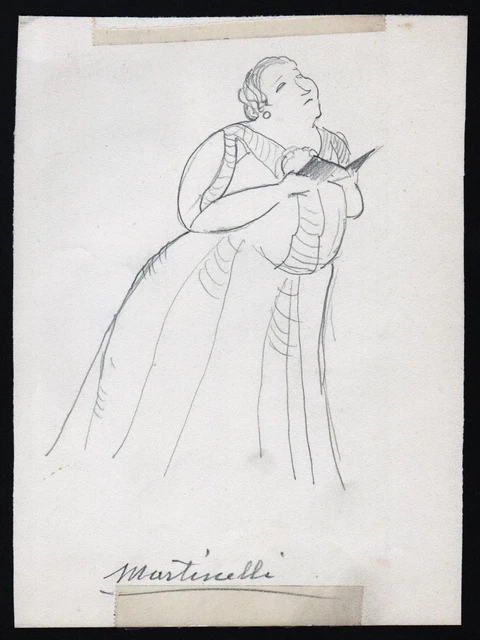 GERMAINE MARTINELLI CHANTEUSE Opera Singer Ritratto Drawing Dessin Van ...