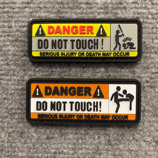 NEW DANGER ! Do Not Touch PVC Rubber Morale Patch for UBACS, Bags & Bergen £3.99 - PicClick UK