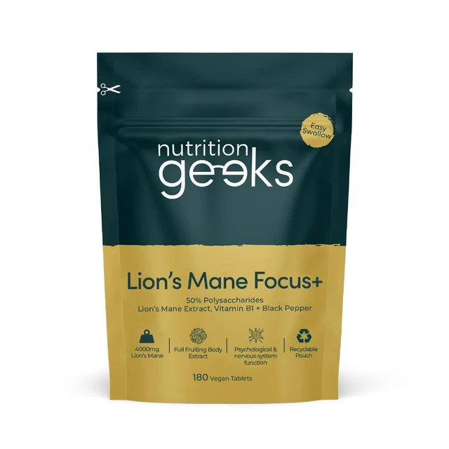 LIONS MANE SUPPLEMENT 4000mg with Vitamin B1 & Black Pepper 180 Vegan ...