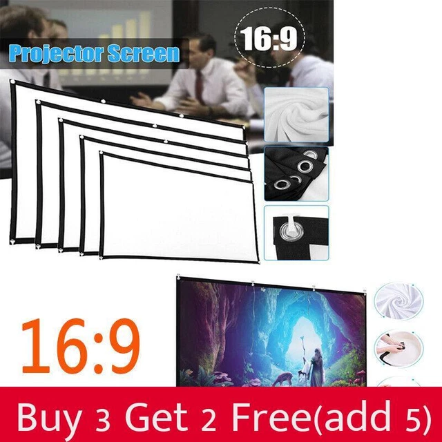 FOLDABLE PROJECTOR PORTABLE Screen 16:9 HD Outdoor Home Cinema Movie ...