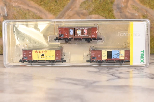 TRIX SPUR N 2-Achs Güterwagen Set der DR & DB 3-tlg. Nr. 15101 EUR 82 ...