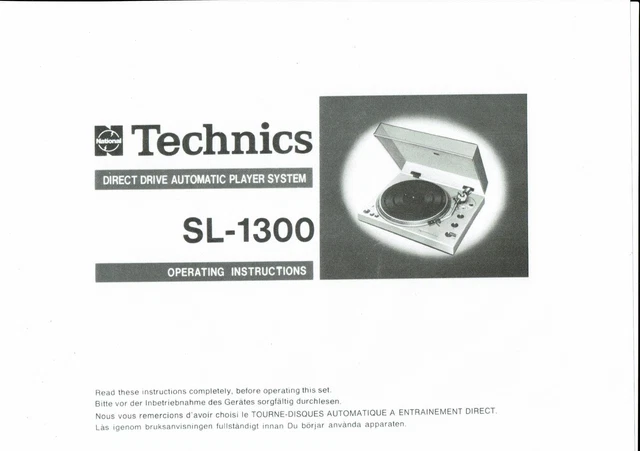 TECHNICS BEDIENUNGSANLEITUNG USER manual für SL 1300 Copy EUR 11,50 ...