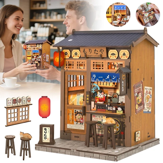 BOOK NOOK KIT 3D Wooden Puzzle Ideal Gift Japanese Ramen House Model ...