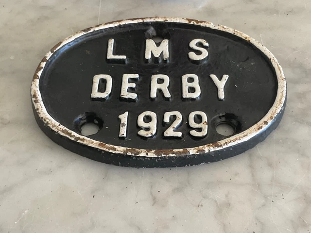 ANTIQUE LMS DERBY 1929 RAILWAY Sign Cast Iron Railwayana Coach Wagon ...