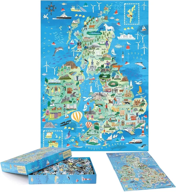 JIGSAW PUZZLES FOR Adults 1000 Piece Map Of Britain And Ireland Puzzle ...