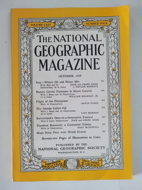 NATIONAL GEOGRAPHIC MAGAZINE October 1958 Volume CXIV No. 4 VINTAGE ...