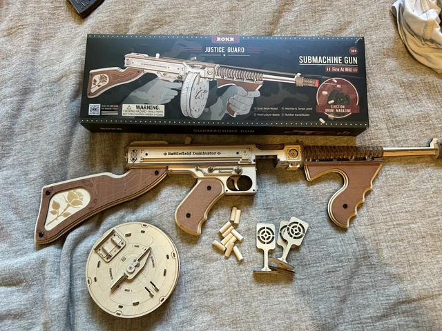 ROKR THOMPSON SUBMACHINE Gun 3D Wooden Puzzle DIY Model Gift Kit LQB01 ...
