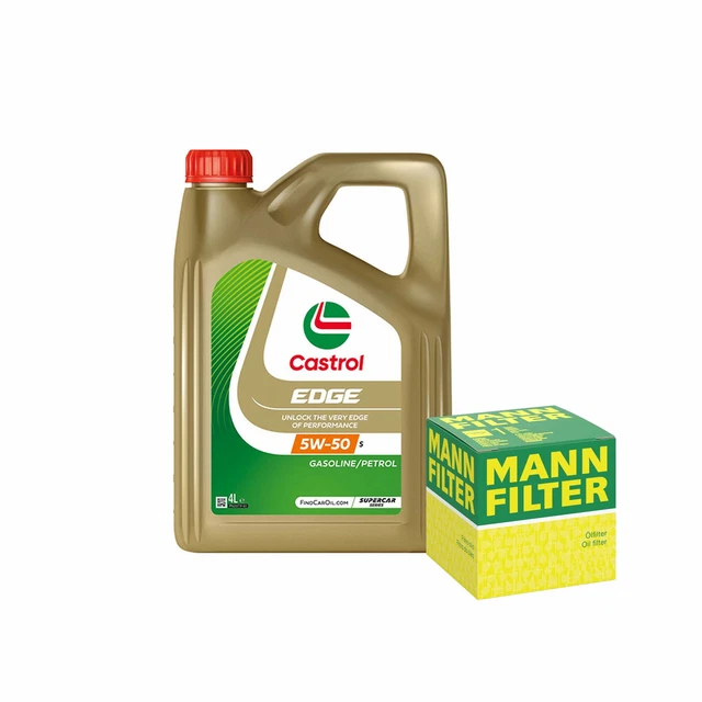 CASTROL EDGE SUPERCAR 5W50 Engine Oil 4L Mann Oil Filter Service Kit 4 ...
