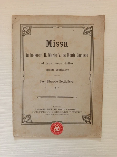 CC95,SPARTITO MUSICALE,MISSA IN honorem b.mariae v.de monte carmelo ...