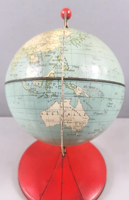 GLOBE TERRESTRE ANCIEN TOLE Emaillee 1940s Mappamondo Mappemonde ...