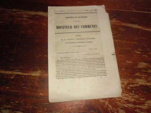 A VOIR !!! ANCIEN MONITEUR des COMMUNES - NAPOLEON - 1860 EUR 3,60 ...