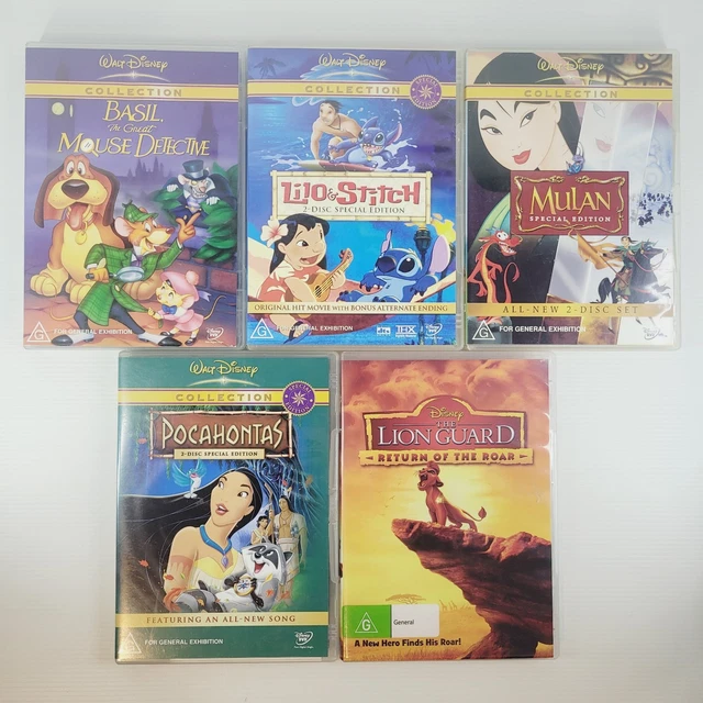 DISNEY MOVIE BUNDLE Pocahontas Mulan Lilo Stitch Basil Mouse Detective ...
