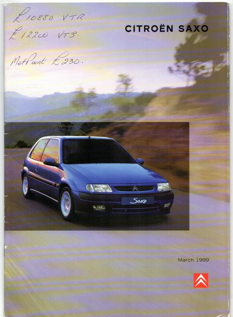 CITROEN SAXO 1998-99 UK Market Sales Brochure X SX Exclusive VTR VTS £ ...