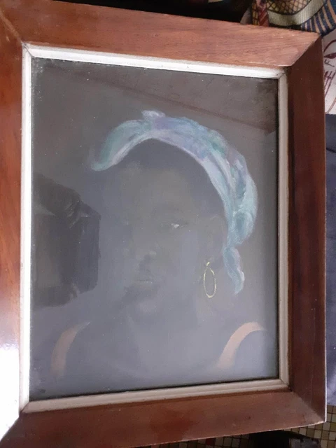 TABLEAU PORTRAIT FEMME africaine original signé Jane Varler EUR 150,00 ...