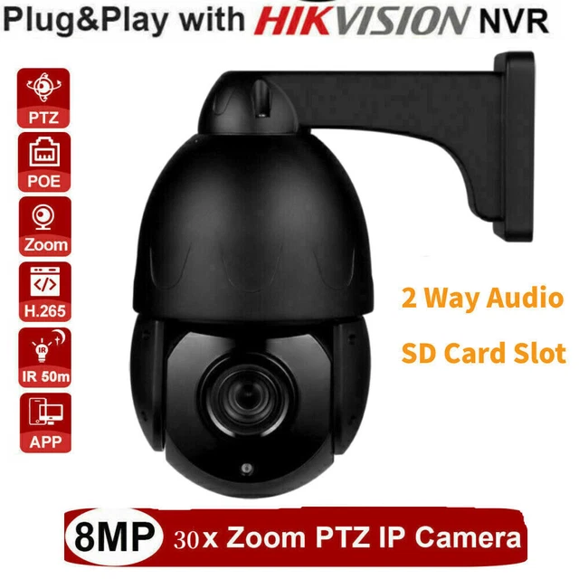HIKVISION COMPATIBLE 8MP 4K 30X Zoom PTZ POE IP Camera 2 Way Audio Card ...