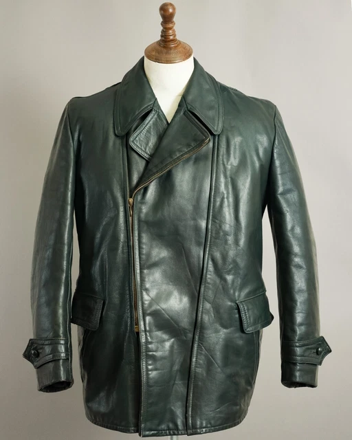 1940S GERMAN WEHRMACHT Motorcycle Jacket Forest Green Horsehide WW2 £ ...