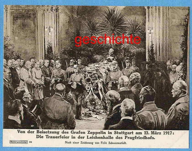 ORIGINAL-FOTODRUCK, BUFA, Beisetzung Graf Zeppelin, Leichenhalle ...