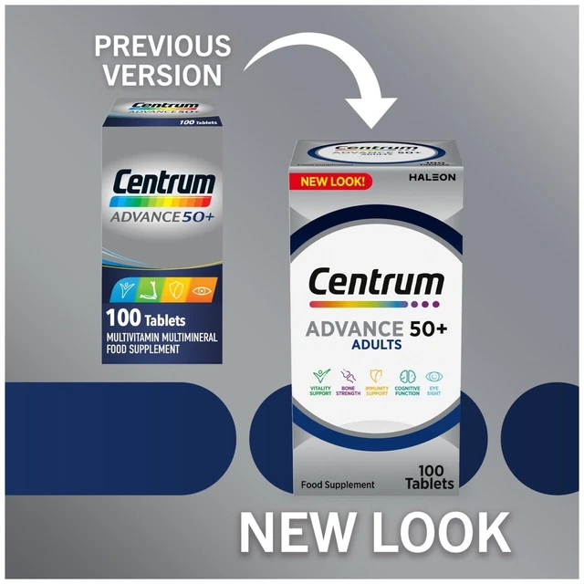 CENTRUM ADVANCE 50 Plus Multivitamins 100 tablets for adults £10.45 ...