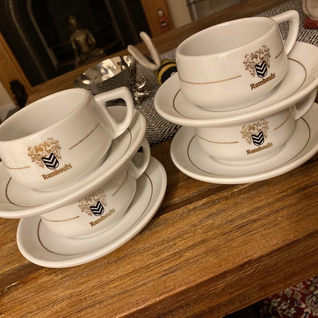 4 X VINTAGE rombouts coffee cup saucer mug tea royal mosa holland White ...