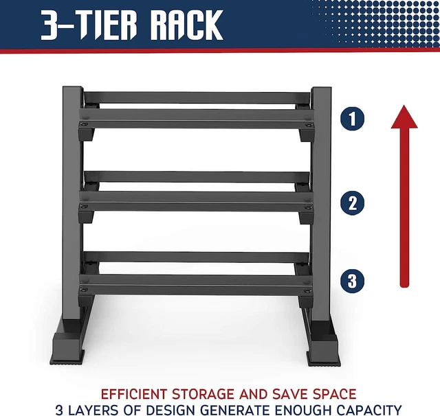 HEAVY DUTY 1100LBS Dumbbell Rack- Adjustable 3 Tier Weight Rack for ...