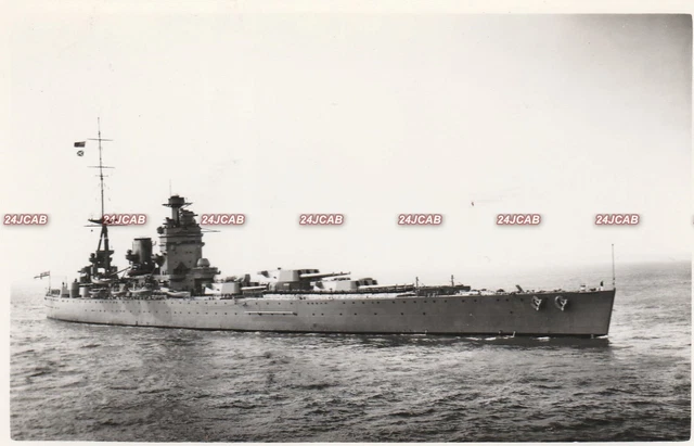 ORIGINAL PHOTOGRAPH ROYAL Navy. HMS "Rodney" Battleship. WW2. Starboard ...